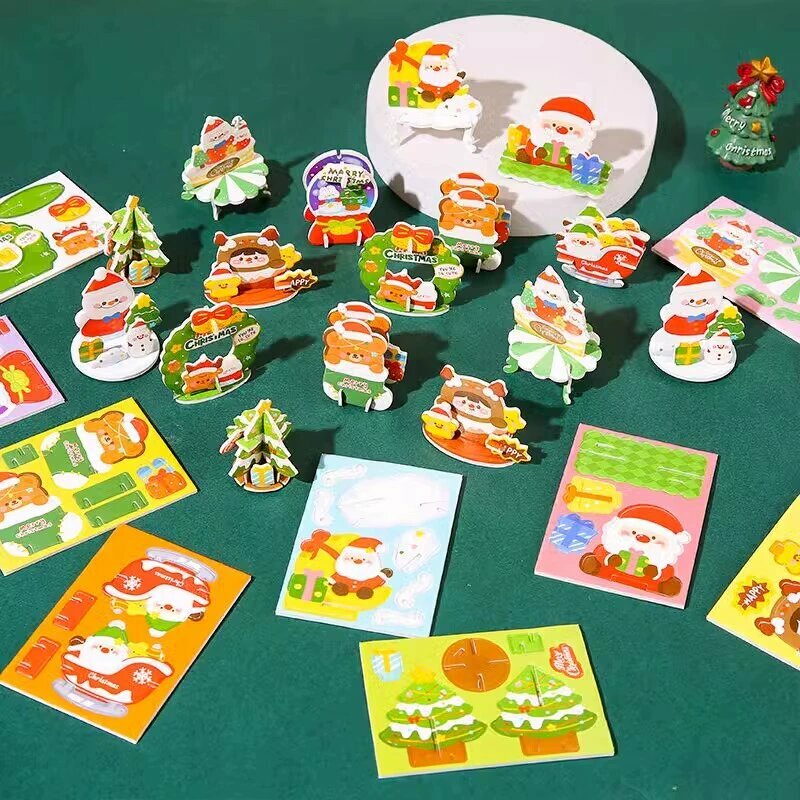 Набор 3D Рождественских Головоломок с 10 Деталями, Праздничная Игра-Сборка для Детей От 6 Лет