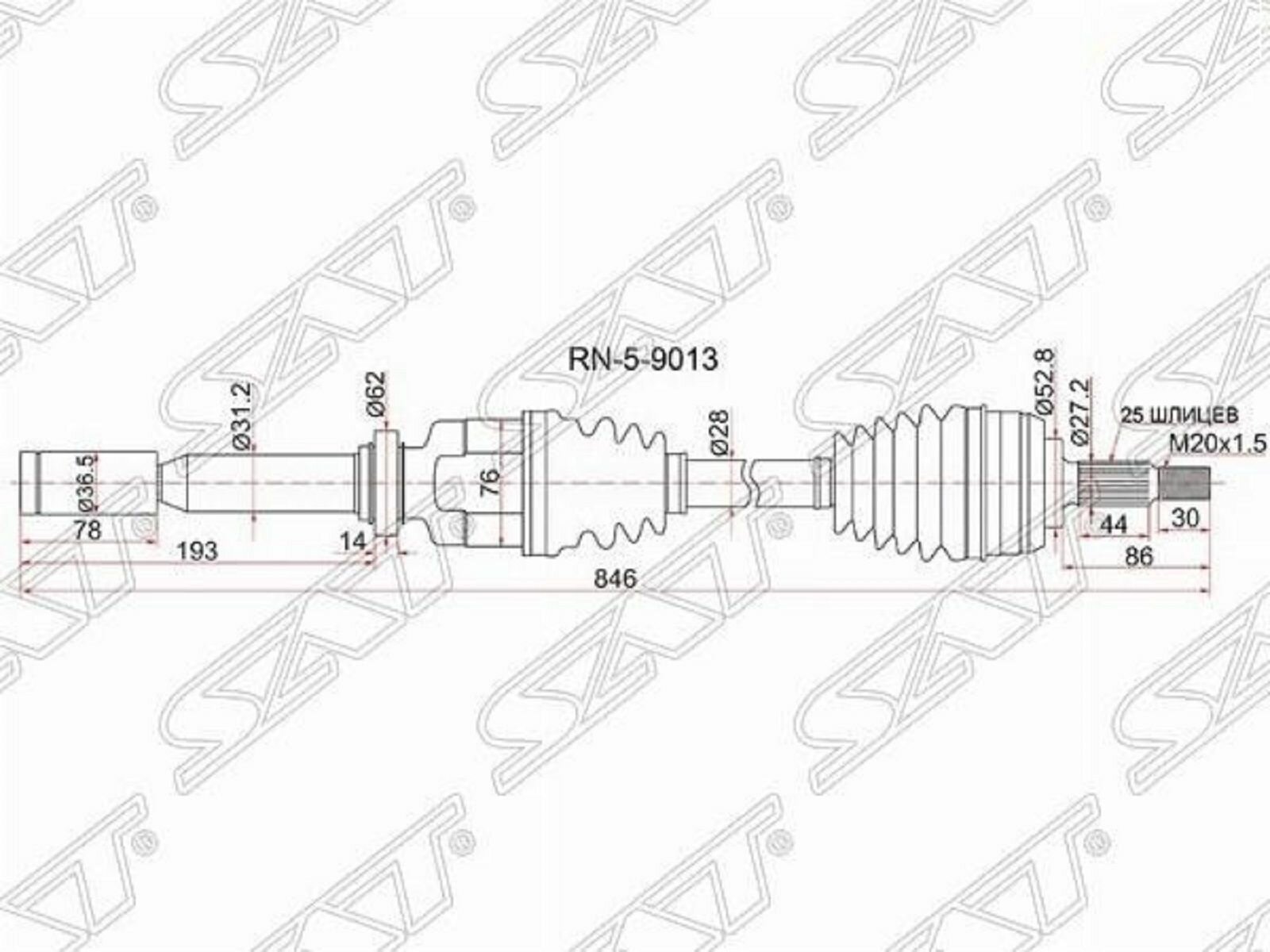 Привод в сборе FR RH RENAULT FLUENCE 10- 1.6 AКПП