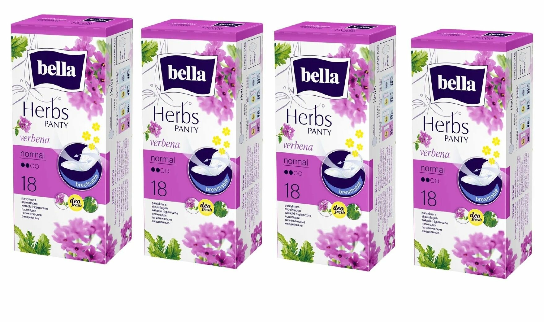 Прокладки ежедневные Bella Panty Soft Verbena с экстрактом Вербены 18 шт, 4уп.