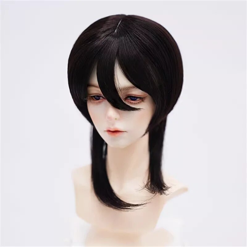 Парики для кукол BJD короткие Soft Silk 1/3 1/4 Черный, черный, 1-4(17.5-18.5cm)