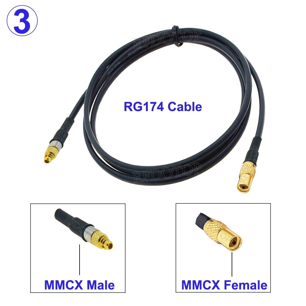 RFDOTOP RG-174 MMCX коаксиальный кабель переходник 5CM, MMCX M to MMCX F