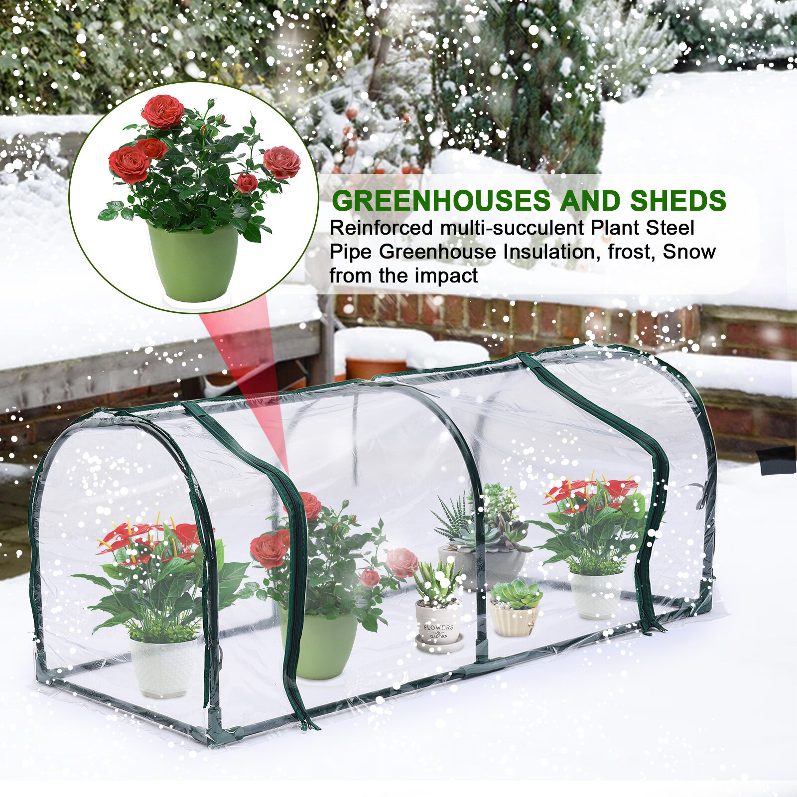 Завод теплицы из ПВХ металлическая рама 1,2x0,6x0,5 М мини -завод для садового горшечного завода