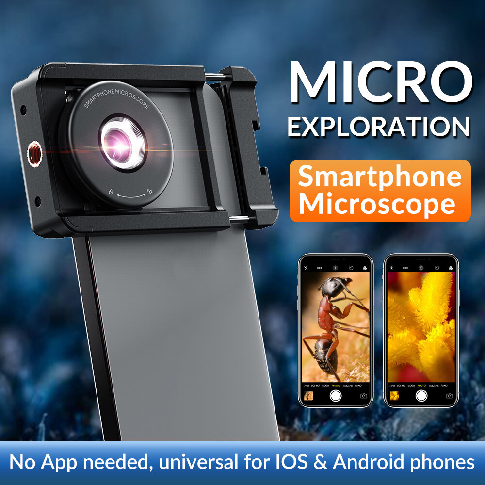 APEXEL Phone Macro Lens Цифровой микроскоп Объектив для смартфона Микрокамера со светодиодной подсветкой CPL Фильтр Универсальный сменный зажим для крепления для телефонов iPhone Huawei Samsung