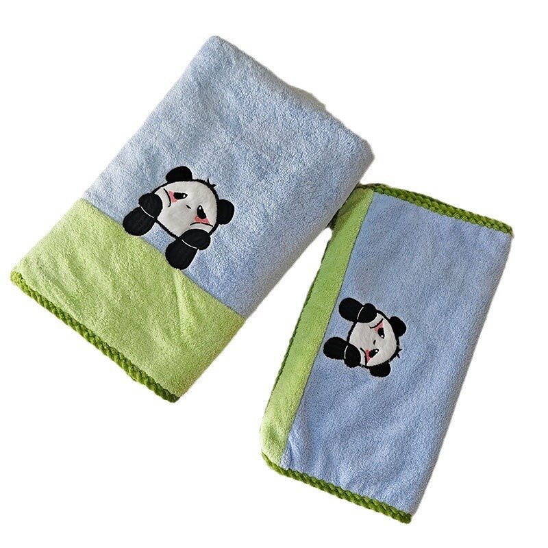 Медвежья коралловая флисовая полотенце для сушки волос, впитывающая, быстро сохнущая, банное полотенце, мультяшное полотенце для сушки волос, банное полотенце с печатным логотипом
