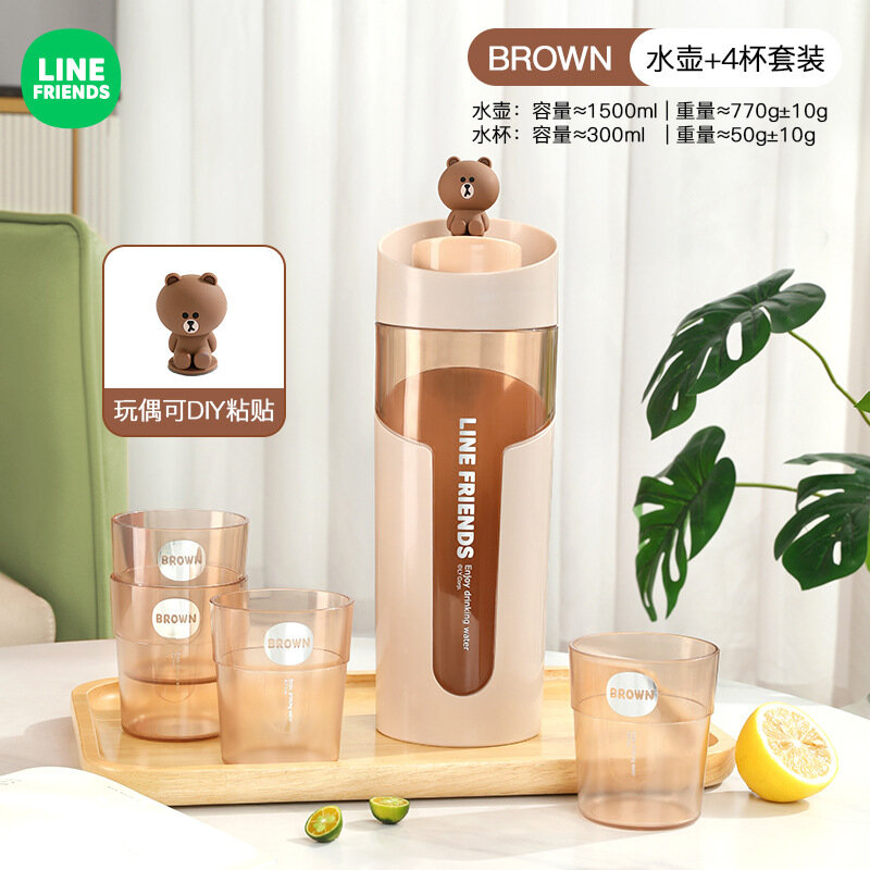 Чайник LINE FRIENDS с большим объемом для домашнего использования, с функцией разделения чая и воды, устойчивый к высоким температурам.