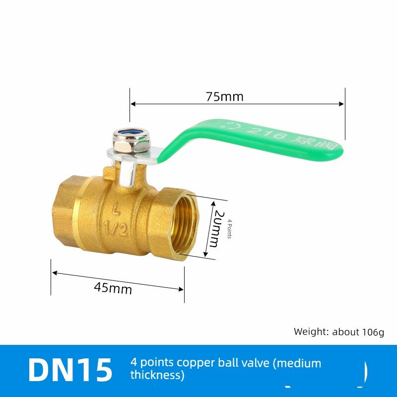 Медный шаровой кран 4/6 дюйма 1/2 2inch DN15 с внутренней резьбой 20, для бытовых водопроводных труб, утолщенный,