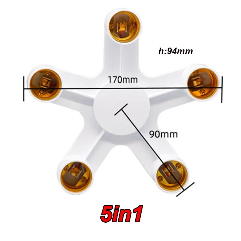Универсальный разветвитель для ламп 6-в-1: переходник E27 на E27 для светодиодных ламп, держатель-адаптер для светодиодных лампочек, патрон для лампы