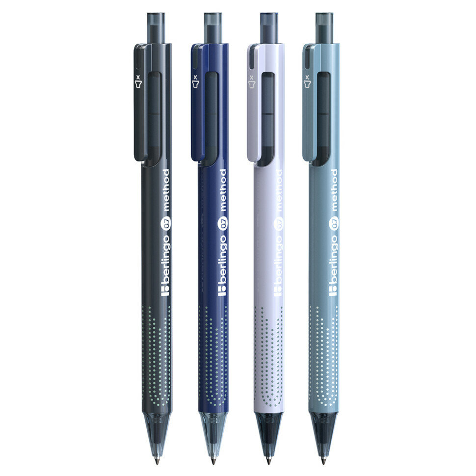 Ручка шариковая автоматическая Berlingo "Method" синяя, 0,7мм, корпус ассорти, 374559