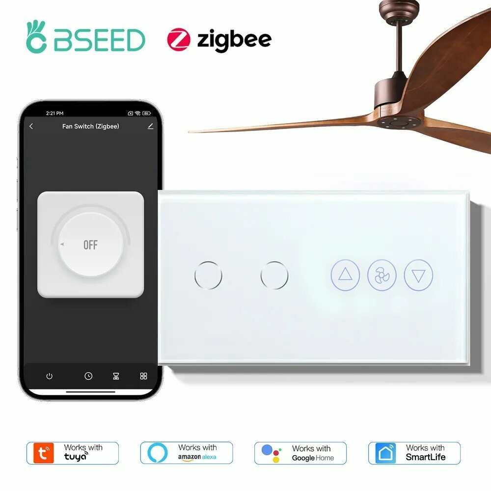 Регулятор скорости вентилятора с выключателем zigbee 300W