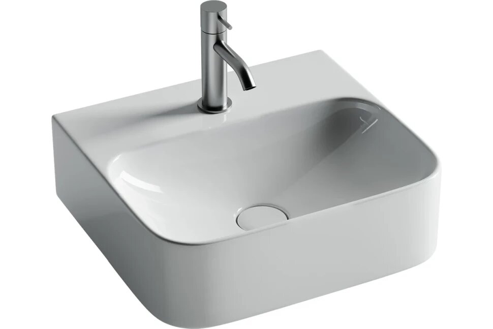 Умывальник AURA с 1 отверстием для смесителя, без перелива 430x390x135мм