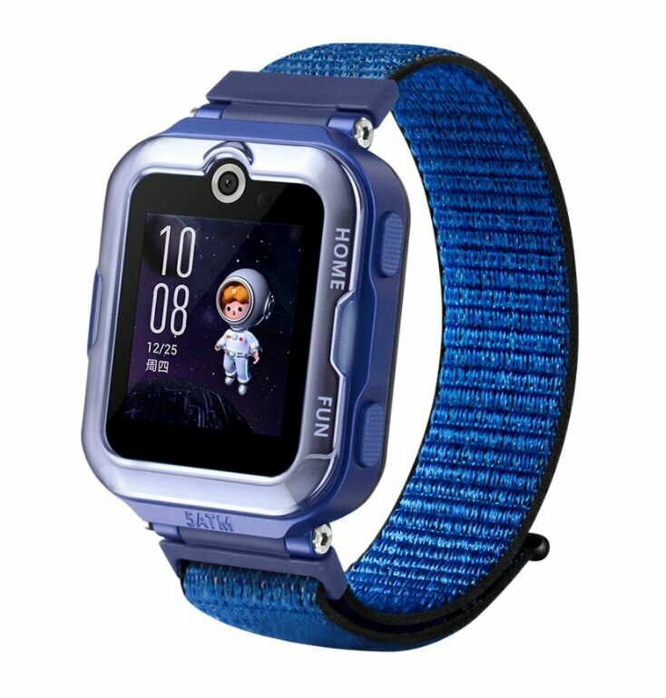 Сменный тканевый ремешок MyPads для умных смарт-часов HUAWEI WATCH KIDS 4 Pro из ультра-прочного плотного качественного нейлона с дизайном Спорт синий
