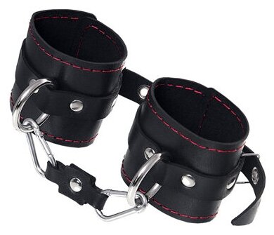 74292 Pecado Наручники однослойные с контрастной строчкой, черные. Из натуральной кожи