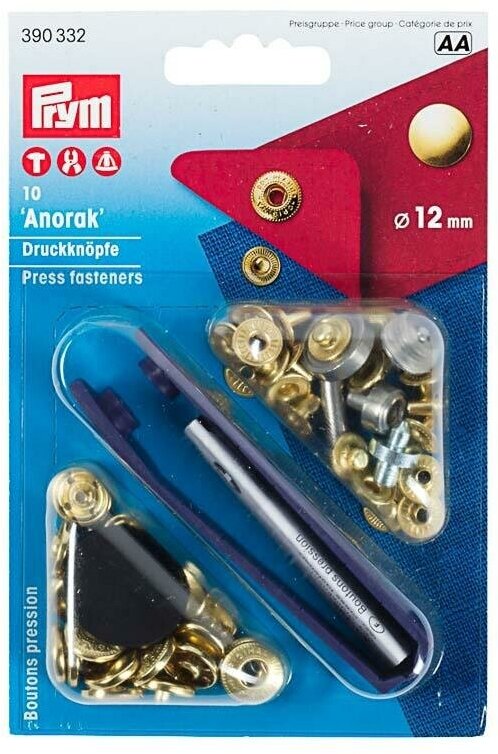 Кнопка "PRYM" 390332 "Анорак" латунь d 12 мм 10 шт. под золото