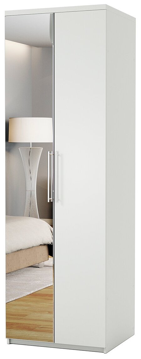 Шкаф для одежды Комфорт МШ-21 распашной с зеркалом 70х60х220 белый