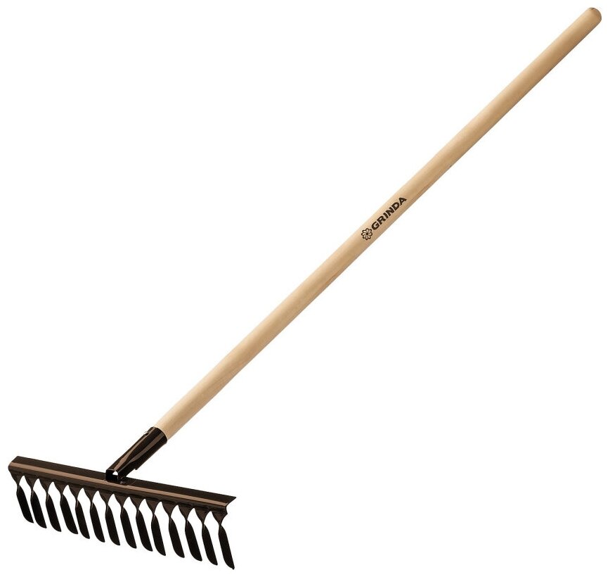Грабли с витыми зубцами, черенок-береза, 14 зубцов Grinda 39581-14