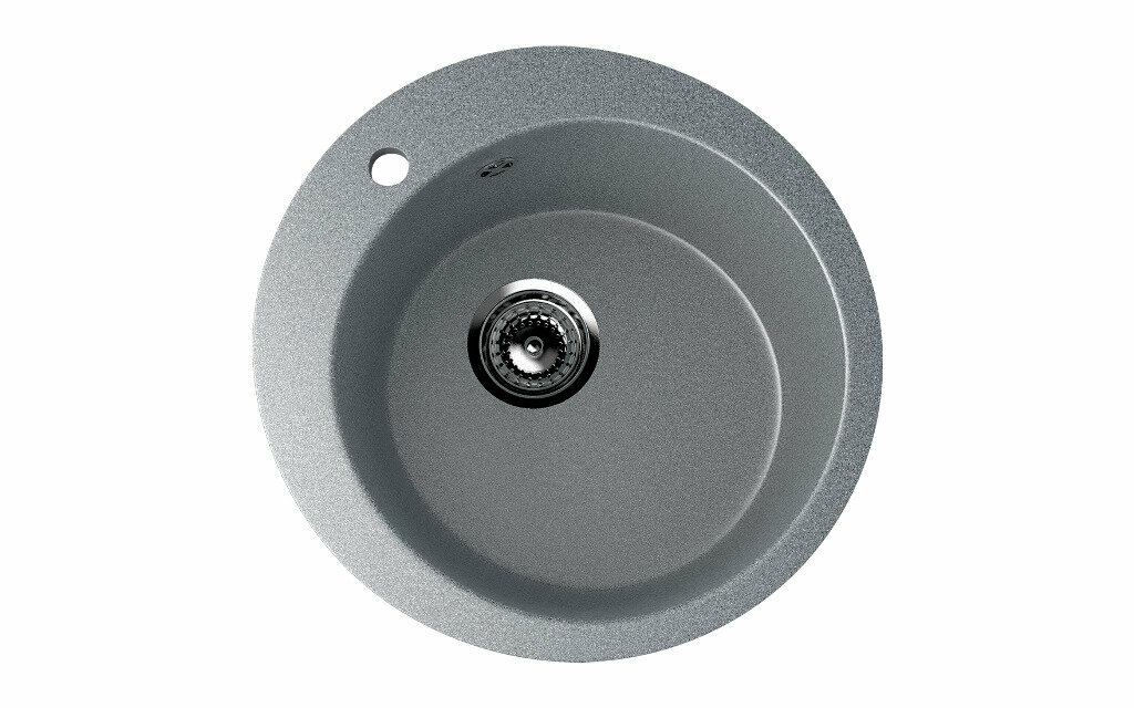 Каменная мойка для кухни врезная SURAGRAN S-13, 495 мм круглая, цвет темно-серый/Раковина для кухни