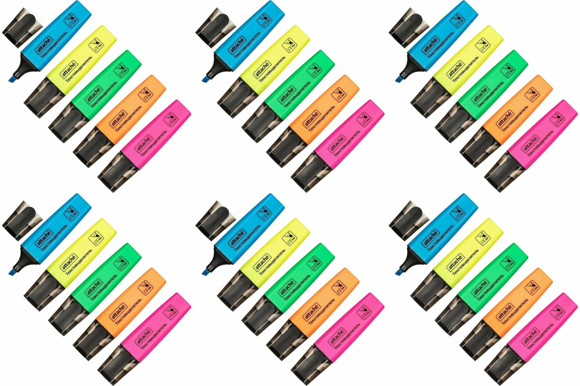 Attache Текстовыделитель Colored, 1-5 мм, 5 цветов, 6 уп