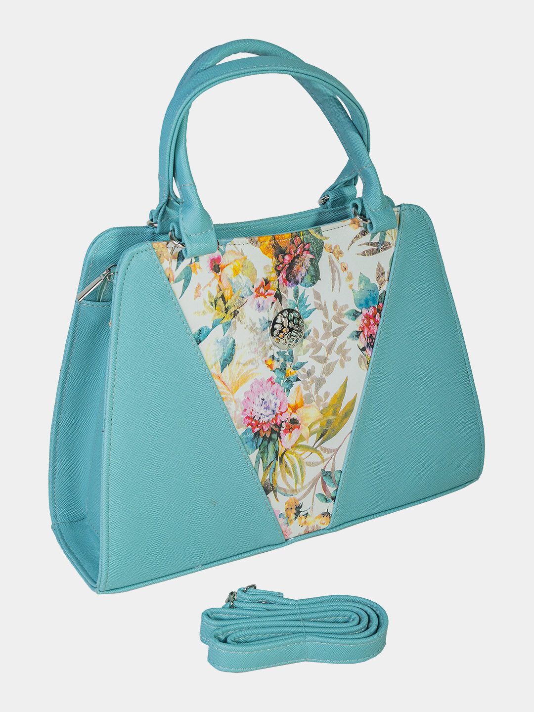 Сумка женская №546 цветы бирюза, экокожа, Арлион Россия (уценка)