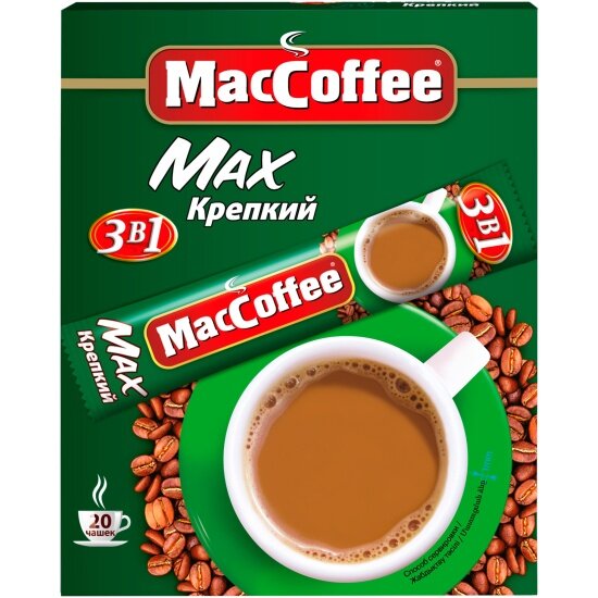 Кофейный напиток Maccoffee Maх 3в1 Крепкий растворимый 3в1 20 шт