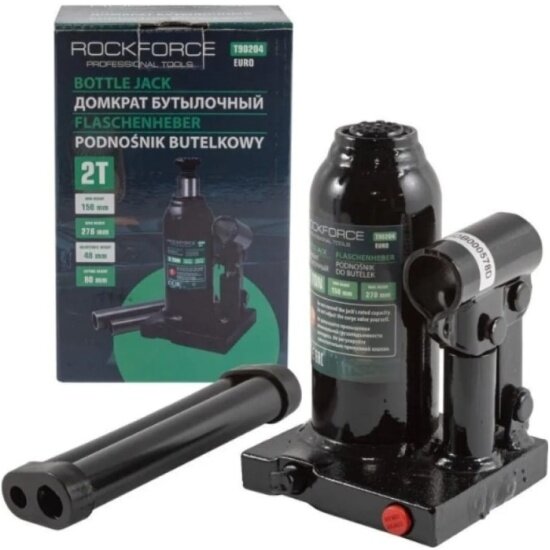 Домкрат гидравлический бутылочный Rock Force с клапаном 2т (выс. подъема 150-278мм)