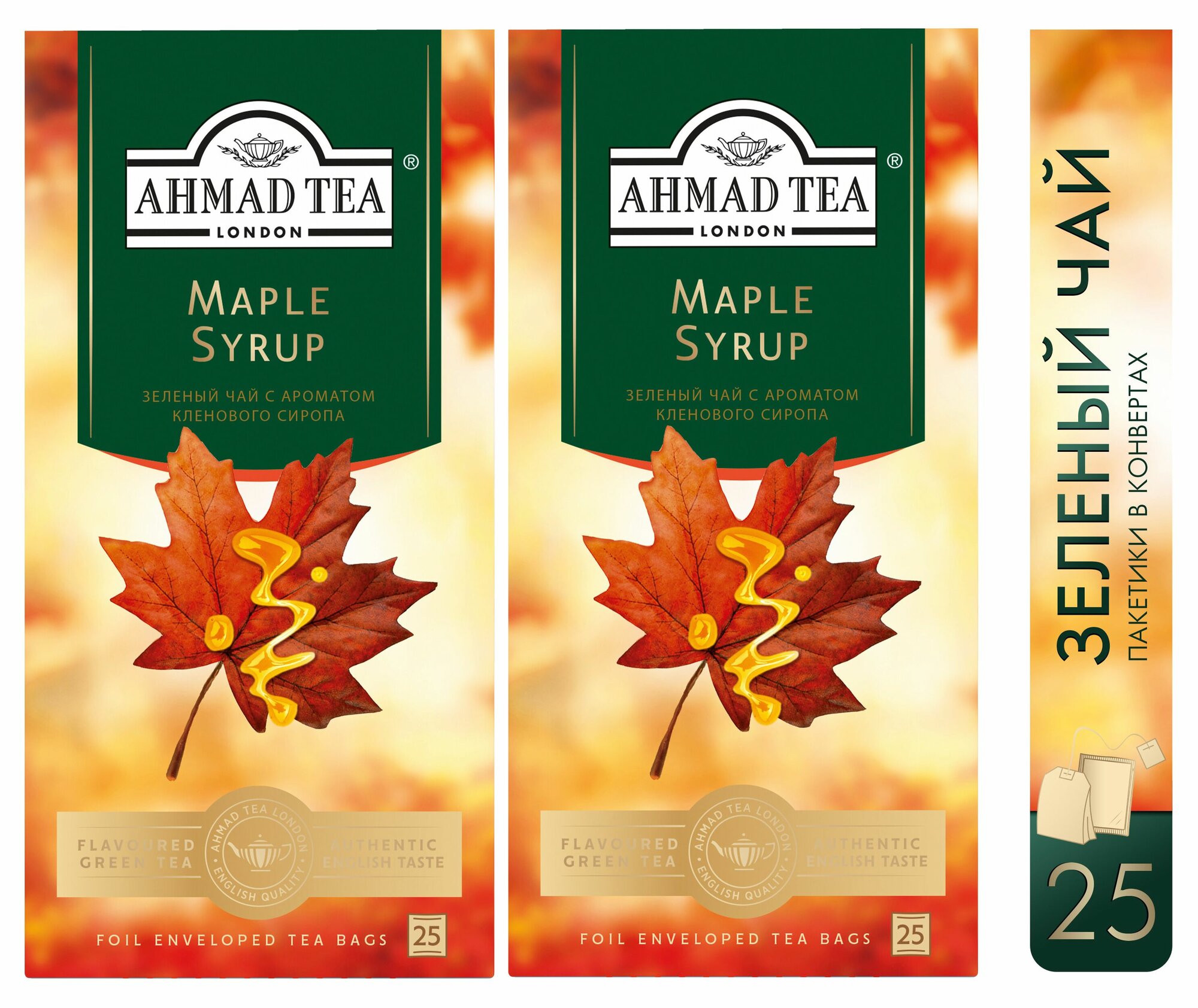 Чай зеленый Ahmad Tea "Maple Syrup", 2шт по 25пакетиков. Кленовый сироп