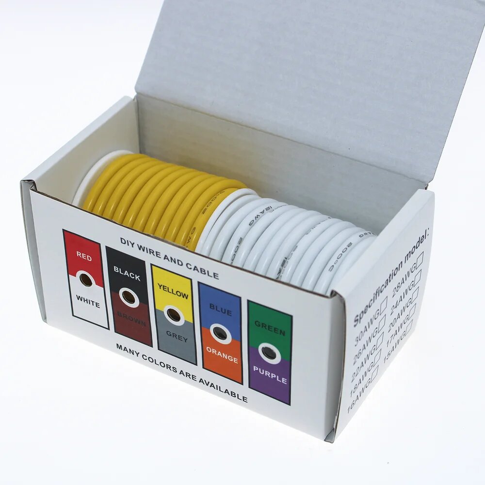 Силиконовые провода Diligent ant 30AWG-12AWG 13 AWG 14 meters, huangbai