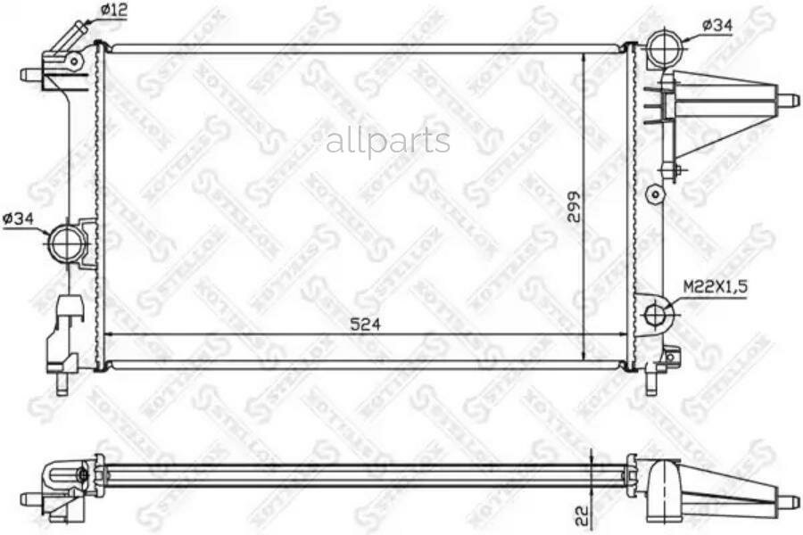 STELLOX 1025047SX радиатор системы охлаждения!\ Opel Vectra 1.4/1.6 88-95