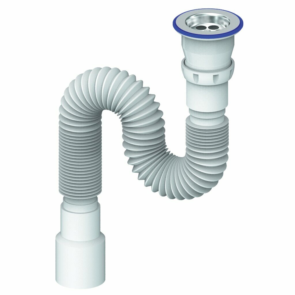 Сифон для мойки, 800 мм, 1" 1/2х40/50, полипропилен, с выпуском, Unicorn, D220