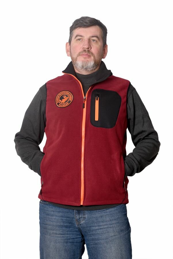 Жилет мужской флисовый Alaskan Veteran бордовый р. XXXL (56-58) для рыбалки, охоты, туризма