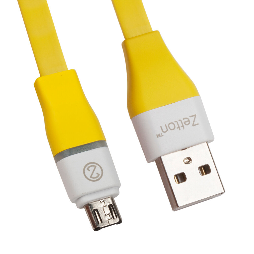 OEM USB LED кабель передачи данных Zetton Flat разъем Micro USB плоский желтый
