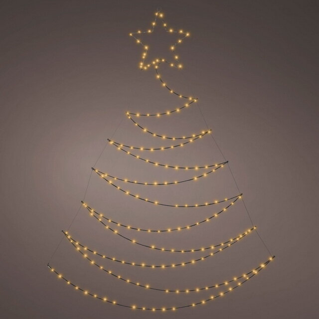 Светящаяся настенная елка Lamarque 150 см, 200 экстра теплых белых микро LED ламп, IP44, Kaemingk, 496635