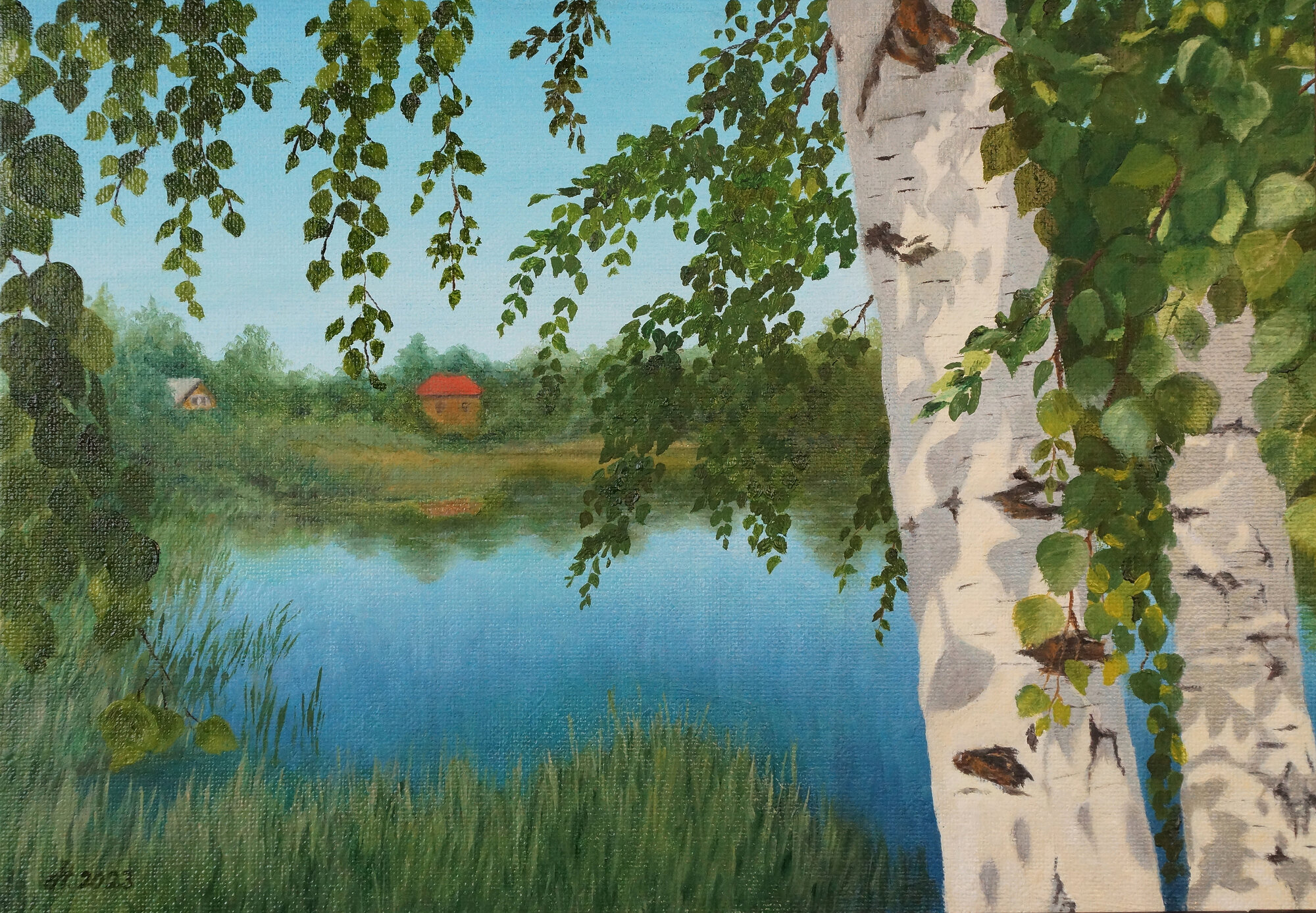 Берёзовый шум • Натурная живопись • Авторская интерьерная картина маслом • Ручная работа