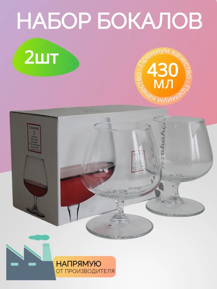 Набор бокалов для коньяка Pasabahce "Charante", стекло, 430мл, 2шт (440219B)