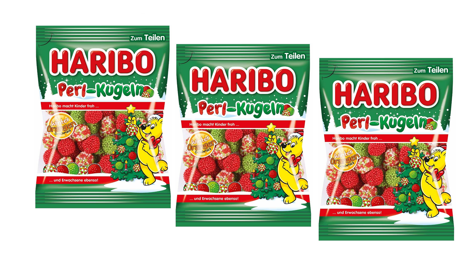 Новогодний мармелад HARIBO PERL-KUGELN, (Рождественские шарики), ( 3 уп. х 200 гр.), Германия