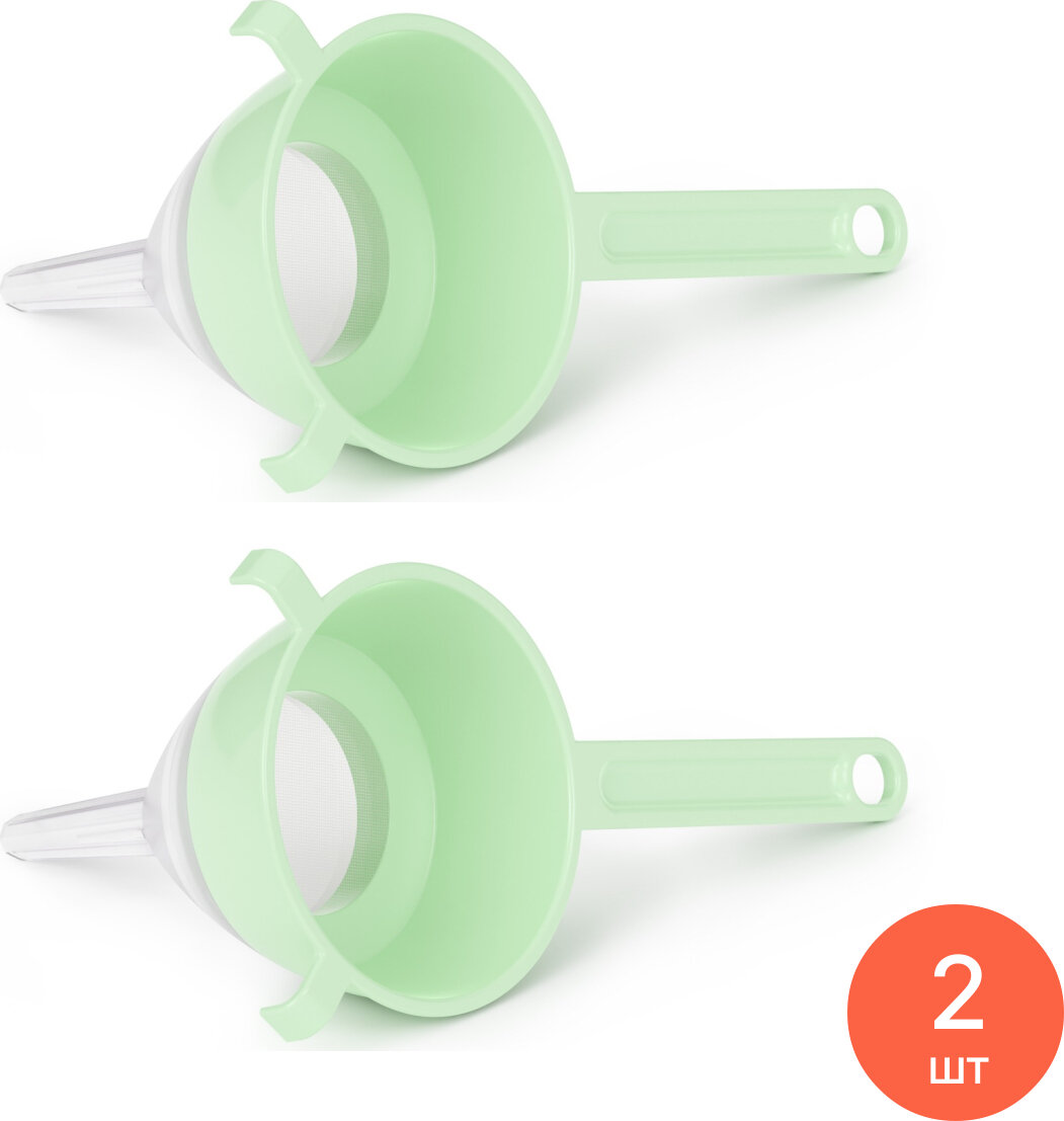 Сито Альтернатива с воронкой пластик зеленый 210×105×140мм, диаметр 9 см / аксессуары для кухни (комплект из 2 шт)