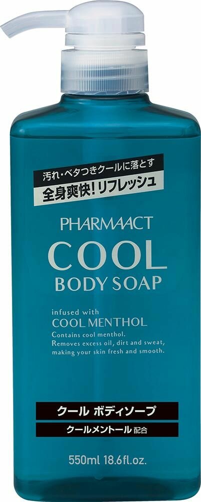 Kumano Cosmetics Охлаждающий гель для душа с ментолом и Алоэ Pharmaact Cool Body Soap, диспенсер 550 мл