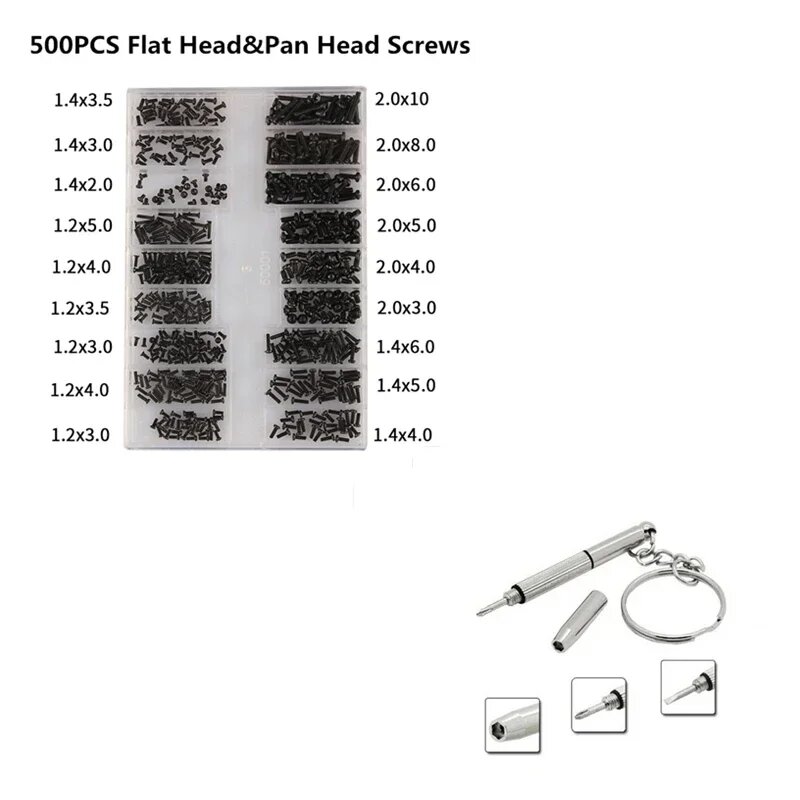 Набор мини-винтов для ремонта 500 шт. JorS miniscrewdriver