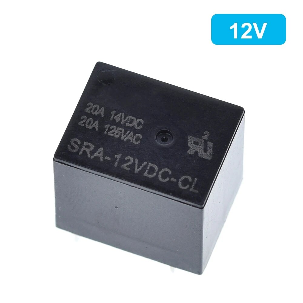 TZT Силовые реле постоянного тока 5В 12В 24В 20А 1pcs, SRA-12VDC-CL Black