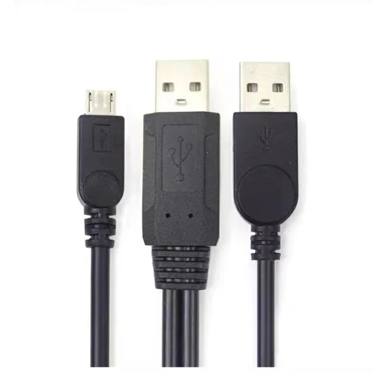 USB 2,0 Micro Male мобильный жесткий диск кабель для передачи данных с дополнительным двойным портом питания, кабель для подключения к компьютеру