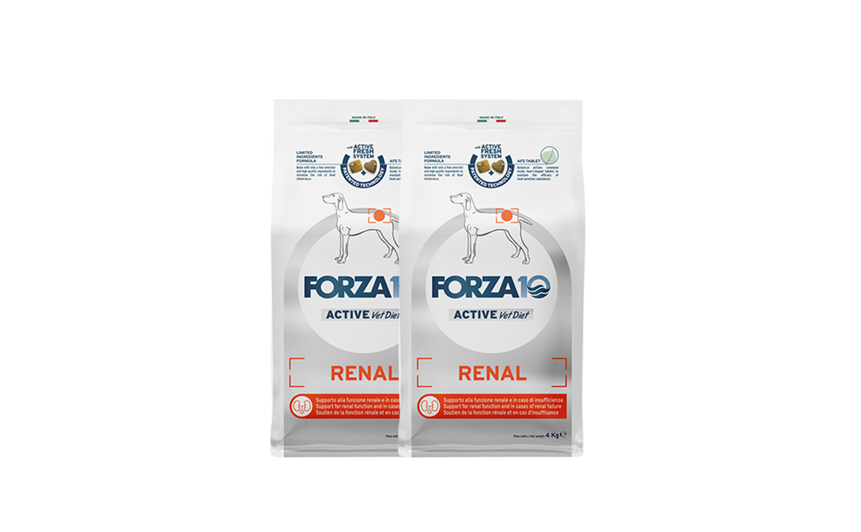 FORZA10 Корм для взрослых собак для поддержания функции почек и сердечно-сосудистой системы 4 кг х 2 шт.