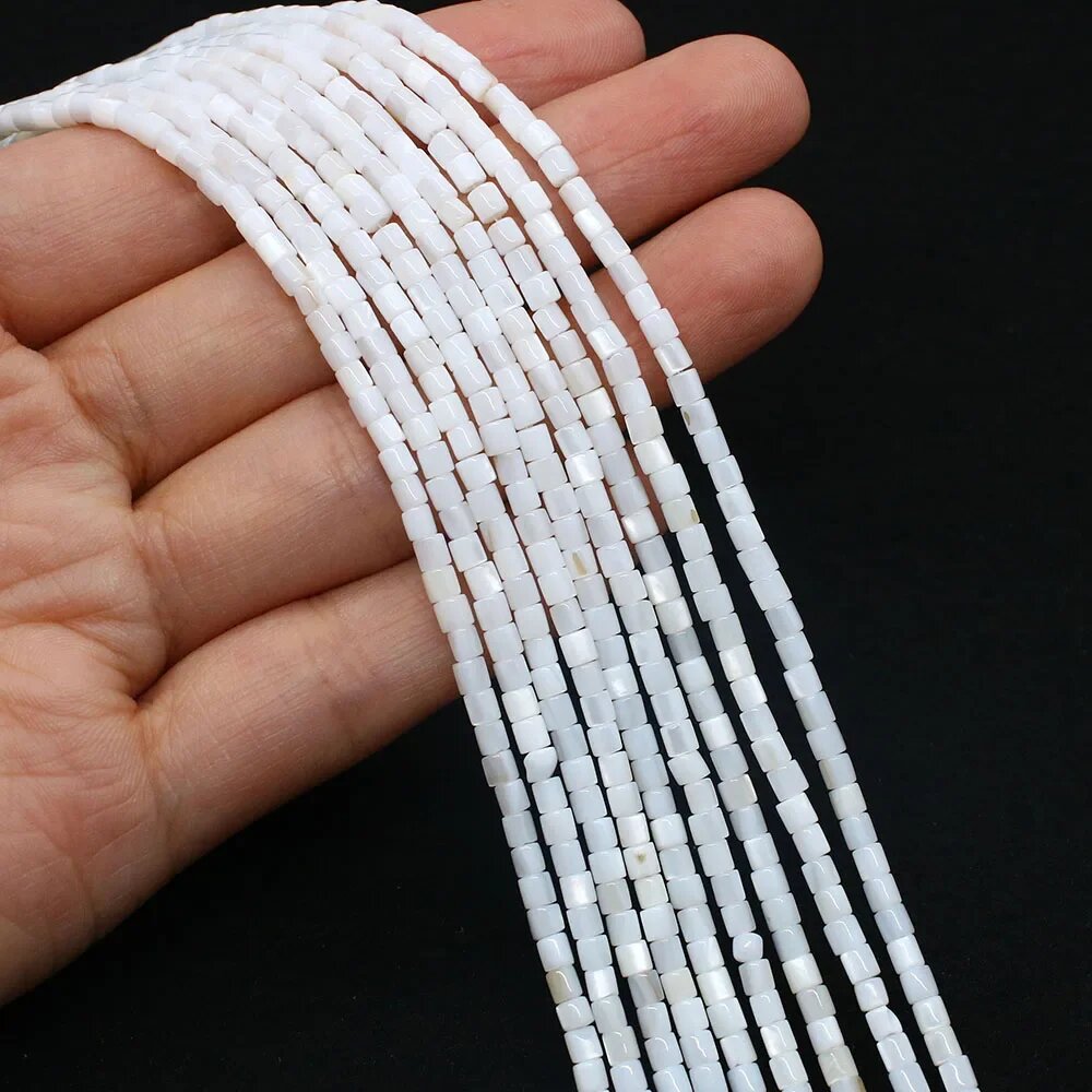 Белые перламутровые бусины из ракушек A-3.5x3.5mm