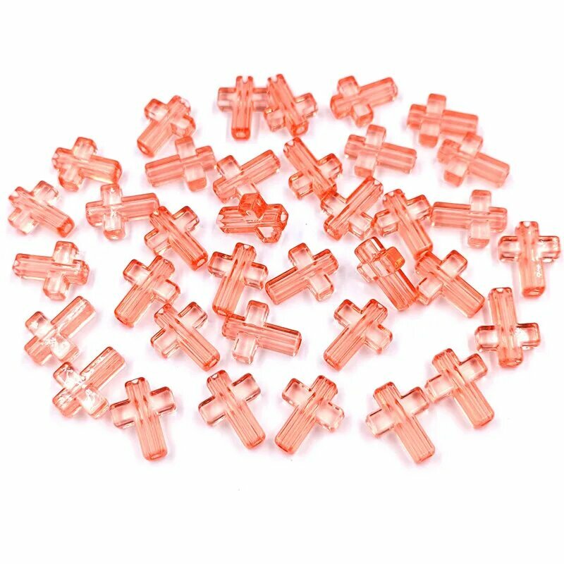 Цветные прозрачные акриловые бусины-кресты 13*16 мм, 20 шт./упаковка, для Розовый, Оранжевый