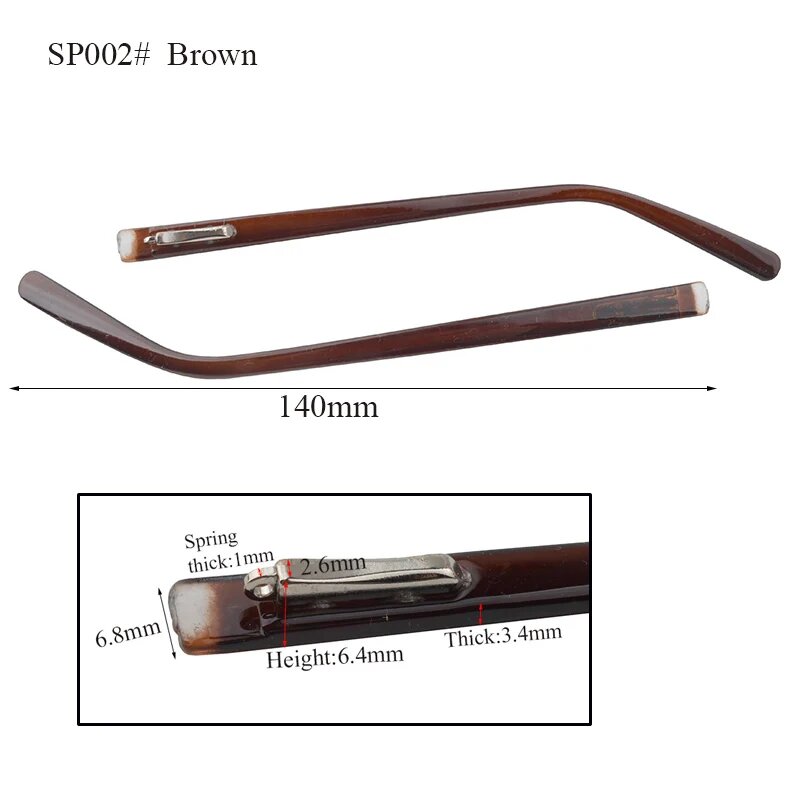 Резермен пружинные дужки для очков черные коричневые Коричневый, SPC002 Brown