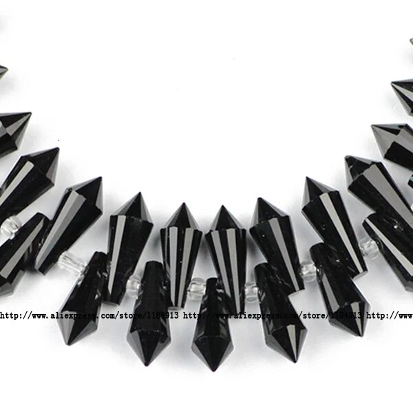 Бусины черные, кристаллы 6*15 мм, JS616 Black, 50 шт