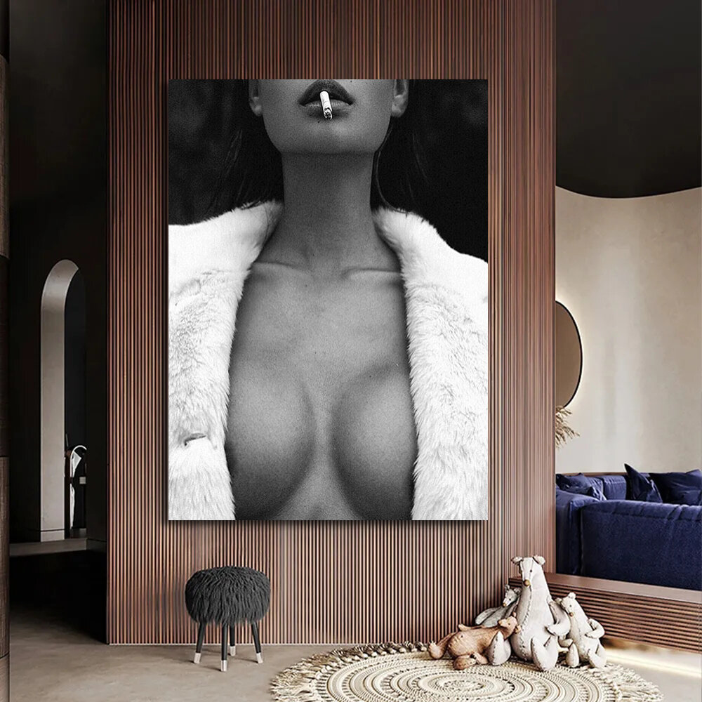 Картина "Девушка", дерево, холст, 20x30 см, принт, крепление "крокодил"