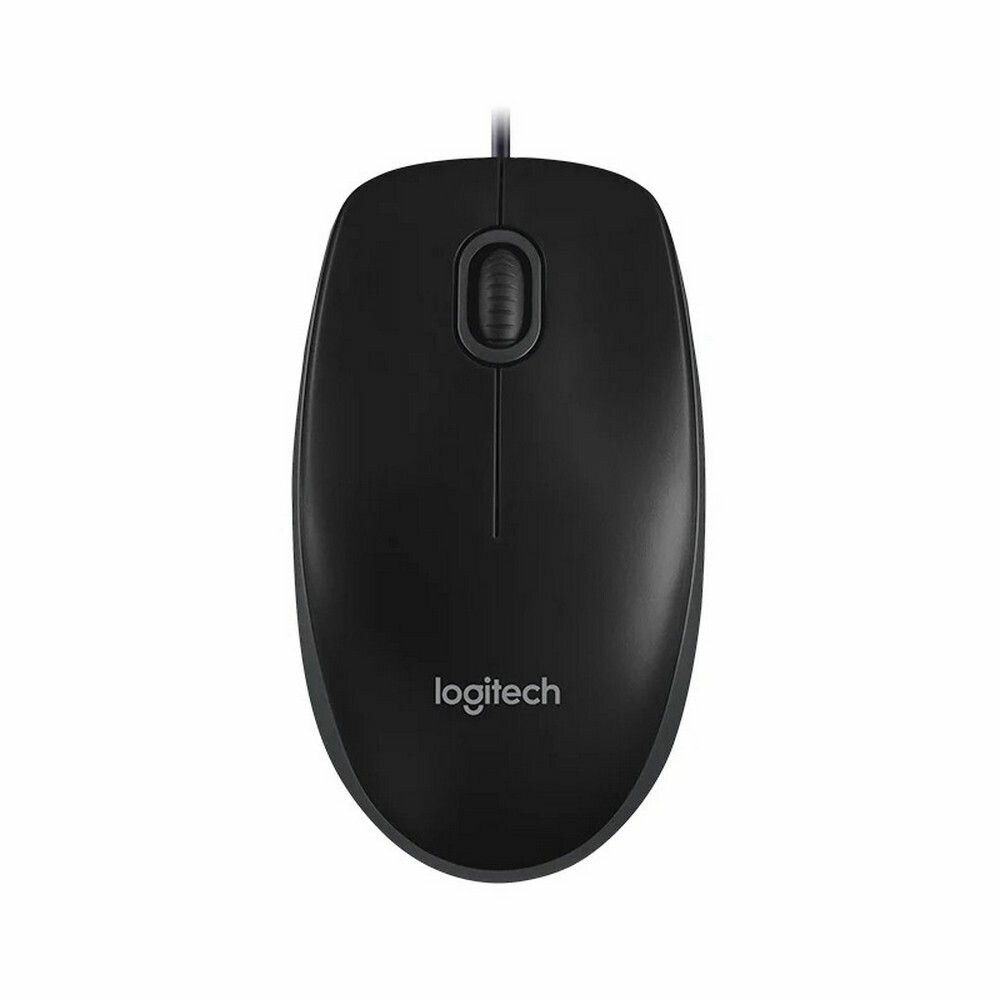 Мышь проводная LOGITECH B100 black (USB, 1000dpi, 2but) (910-006605)