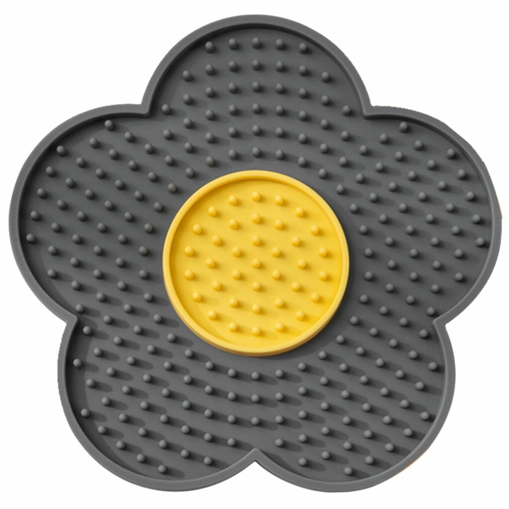 Двухцветная силиконовая тарелка для вылизывания домашних животных Sunflower-серый
