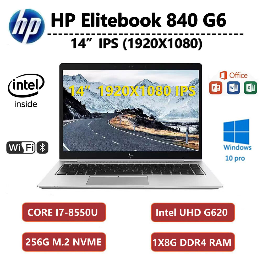 Подержанный ноутбук 14 HP Elitebook 840 G6 ( INTEL CORE I7-8550U CPU+1X8GB RAM+256G M.2 NVME SSD+Intel UHD 620 Видеокарта+1920X1080 IPS 4K) Win 10 pro