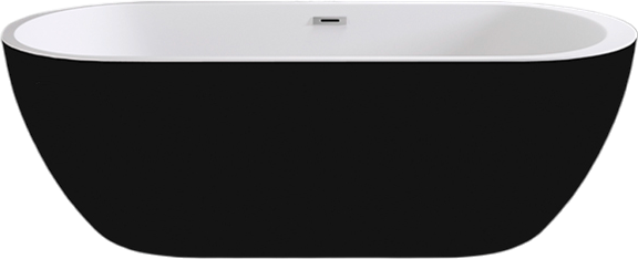 Акриловая ванна Black&White Swan SB105 black 170x80 см, отдельностоящая, глянцевая черная, овальная, с каркасом, со сливом-переливом, с донным клапаном