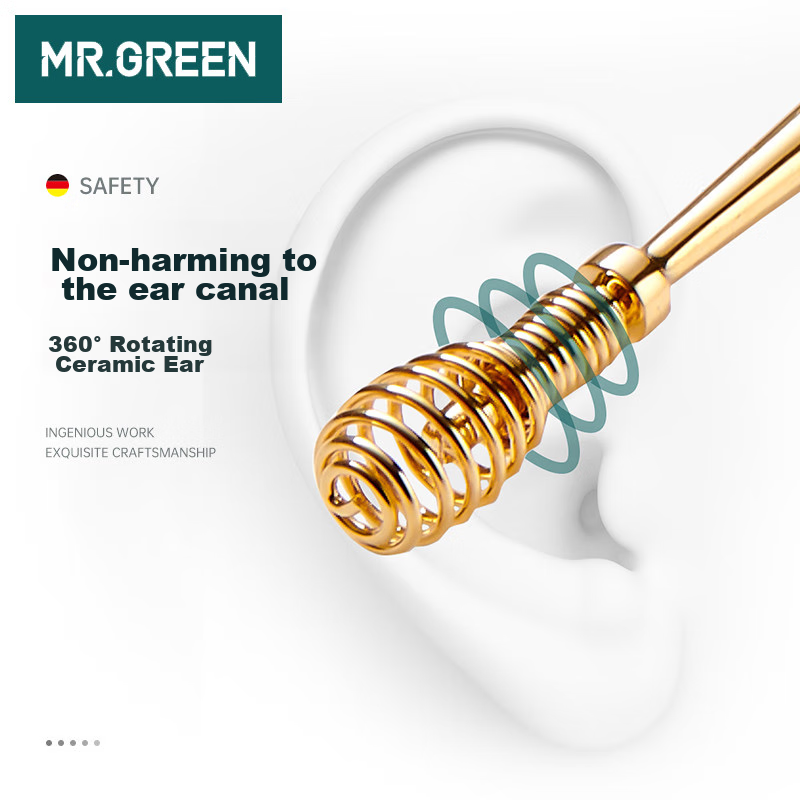 Инструмент для чистки ушей MR.GREEN German Ear Pick, Ear Cleaning Tool, Ear Spoon, Ear Hook, Ear Cleaner, Spring Spiral, Mr-2161